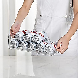 Lunhoo Beverage Can Organizer, Pantry and Refrigerator Storage Organizer Bins for Kitchen and Cabinet Pack of 2