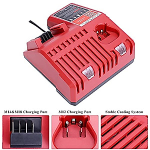 Elefly Replacement for Milwaukee M-12 M18 Battery Charger 48-59-1812, Compatible with Milwaukee 12V-18V M18 Battery 48-11-1852 48-11-1850 M-12 48-11-2460 48-11-2411