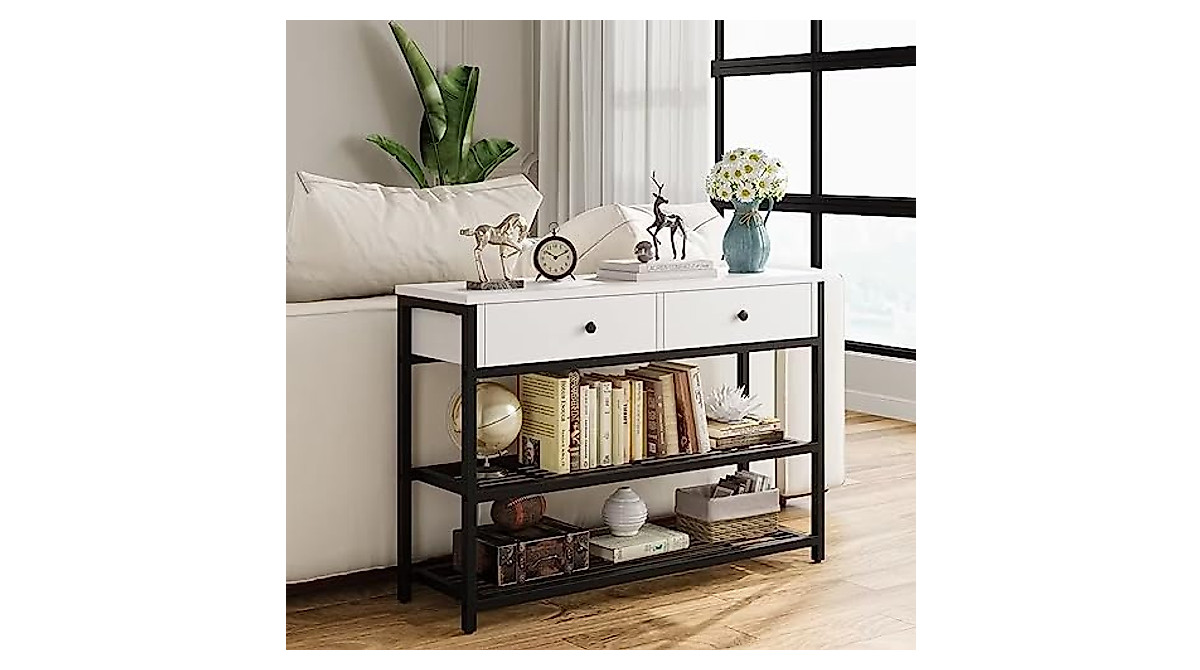NOIFUM 40 Inch Console Table with 2 Drawers