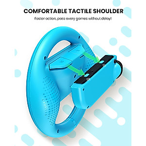 VOYEE Steering Wheel Compatible with Nintendo Switch Wheel, Family Use Accessories Compatible with Switch JoyCon Controllers, 2 Pack (Blue and Red)
