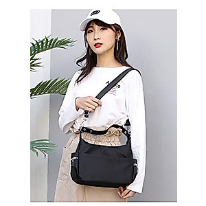 Womens Handbags Crossbody Bag Lightweight Nylon Hobo Purses Casual Shoulder Messenger Bag for Grils Waterproof Black