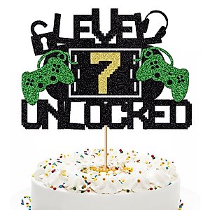 Qerleny Level 7 Unlock Cake Toppers Video Game Cake Toppers Game Console Controllers Gaming Headsets Birthday Cake Toppers (7), Multicolor