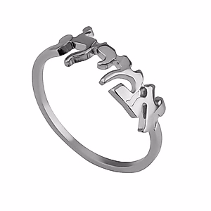 Saalort Personalized Hebrew Name Ring Stainless Steel Custom Made with Name