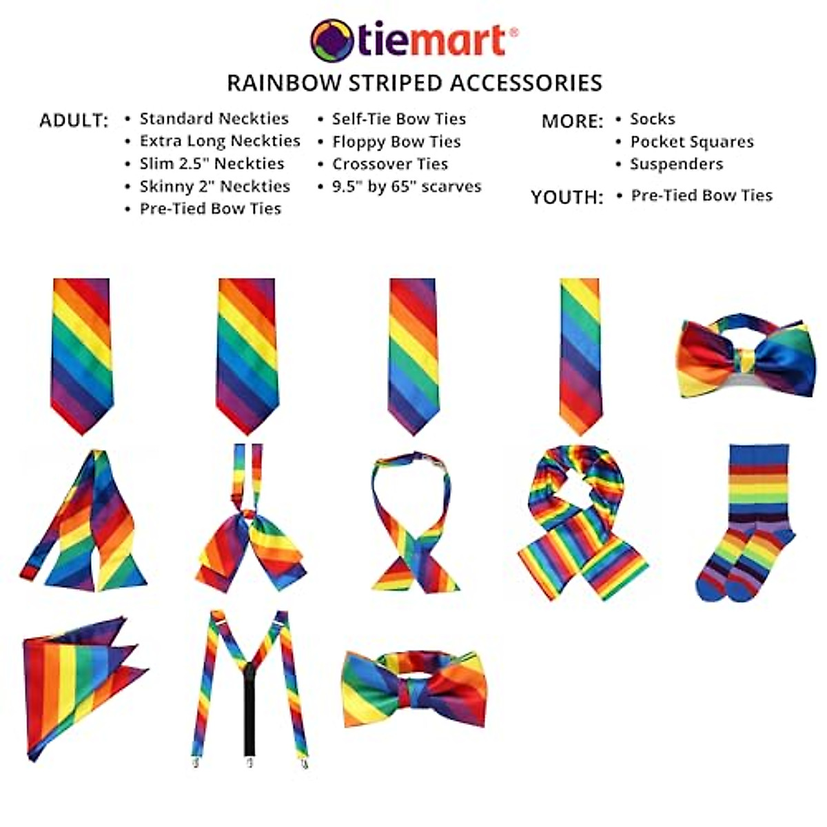 tiemart Striped Tie (Rainbow)
