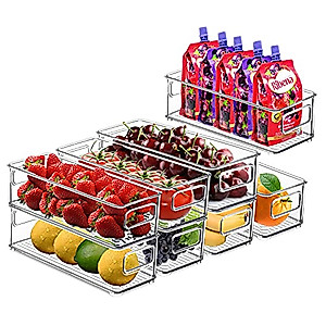 Set of 8 Pantry Organizers - Perfect Kitchen Organization or Pantry Storage - Organizers for Freezers, Countertops and Cabinets - BPA Free Clear Plastic Pantry Storage Racks
