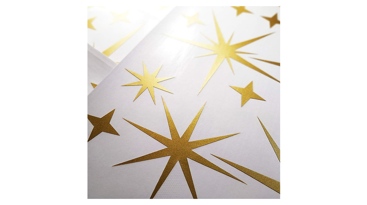 Mozamy Gold Star Decals - 147 Removable Sparkle Wall Stickers