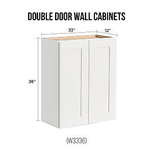 CozyHommie Solid Wood Wall-Mounted Kitchen Cabinet, Medicine Cabinet, Over-The-Toilet Storage Cabinet Bathroom Cabinet Wall Mounted with Adjustable Shelves(White,33" Wx36 Hx12 D)