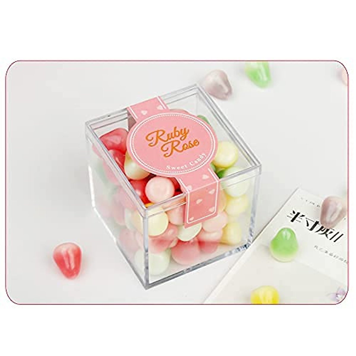 RSYJ Clear Acrylic Plastic Square Cube 2.2x2.2x2.2 Inch, 4 Pack Acrylic Box with Lid, Clear Cube Display Case, Small Plastic Storage Box with Lid, Square Clear Containers Box