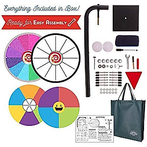 Prize Wheel Spinning Wheel for Prizes - Dry Erase Spin Wheel Game Small 12" inch Tabletop Stand Spinner Board with 4 Color & White Wheels, Marker Pen, Eraser & Bag | Win Fortune Raffle Carnival Games