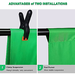 9.5 X 6 FT Green Screen Backdrop, Photography Chromakey Virtual Background for Zoom Streaming Meeting, High Density Opaque Polyester Fabric GreenScreen Sheet for Gaming Video Studio, 4 Spring Clamps