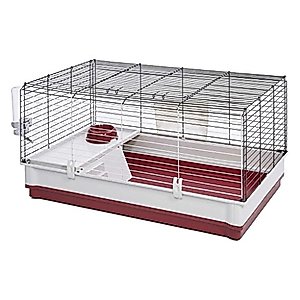 MidWest Homes for Pets 158 Wabbitat Deluxe Rabbit Home, Rabbit Cage, 39.5 L x 23.75 W x 19.75 H Inch, Maroon/White