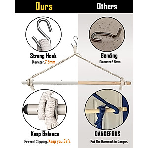 XXL Hammock Chair Hanging Rope Swing with 2 Cushions - Max 500lbs-Perfect for Patio, Porch, Bedroom, Backyard, Indoor or Outdoor - Includes Hanging Hardware Kits