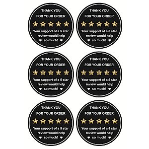 5 Star Review Delivery Labels,2 inch 300pcs Thank You for Your Order Stickers