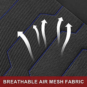 CAROMOP Breathable Car Seat Covers Full Seats,3D Air Mesh Cloth Seat Covers for Cars, Split Bench Compatible Car Interior Covers, Universal Fit Most Car Sedan Truck SUV(Black/Blue)