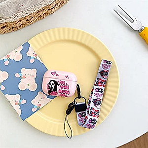ashlvz15520 Scream Ghost Air pod pro Case/ 2nd Generation - Ghost face Air pod pro 2nd Generation Case Cover - Horror Funny Cool Case for Air Pod pro(2019) /pro 2(2022) Keychain (NO You/pro2 Pink)