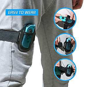 RHOTALL Leg Strap for Nintendo Switch Sports/Ring Fit Adventure, OLED Model Joy Con Controller Game Accessories, Adjustable Elastic Sport Movement Leg Band- 2 Pack