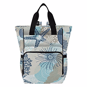 Vnurnrn Algae Corals Seashells Diaper Bag Backpack Large Capacity Baby Bag Durable Diaper Bag Organizing Pouches with Insulated & Pockets Stroller Straps for Shopping Woman Hospital