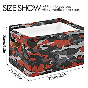 Baofu Large Storage Basket Square Foldable Canvas Laundry Baskets Bin Waterproof Inner Layer with Sturdy Handles for Kids Toy Nursery Blanket Clothes Decorative- Camo Pattern