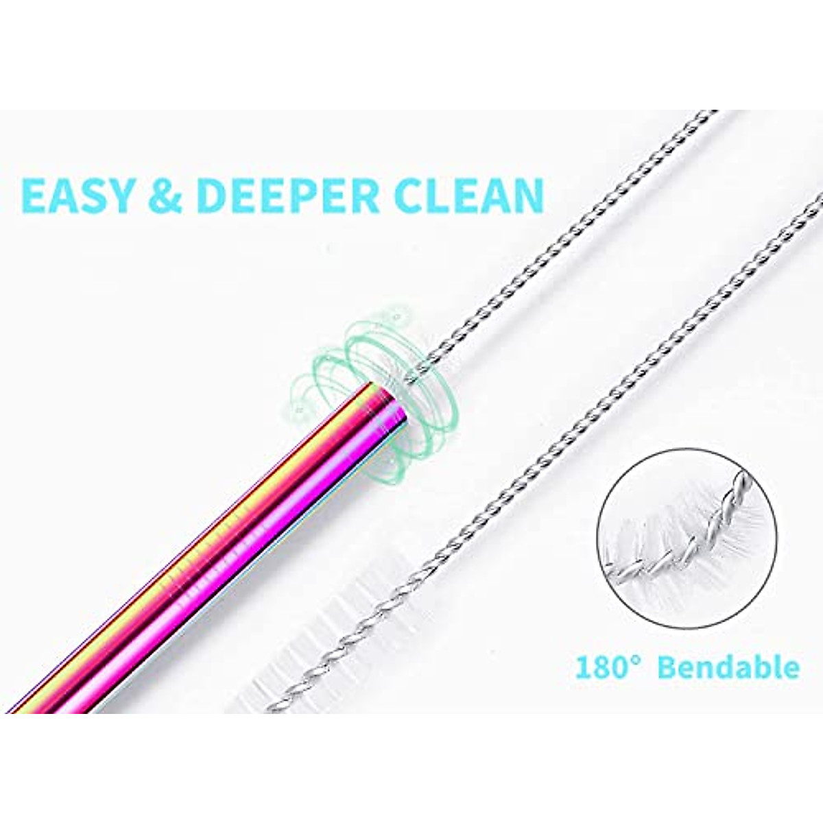 Stainless Steel Straw 10.5'' Long and 0.31" wide Straw, 5 Pack Metal Straw with 1 Reusable Straw Brush Cleaner for Milkshake, Replacement for Starbucks straw (Sliver)