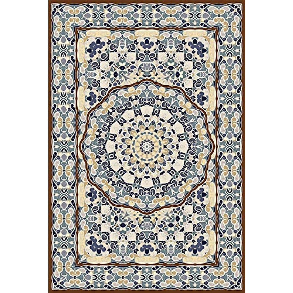 Rydowenna Medallion Brown Beige Persian Floral Oriental Formal Traditional Area Rug 4x6 Washable Soft Thick Rug for Living Room Bedroom Dining Room No-Slip Floorcover Runner Rug Mat