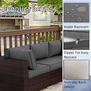 PROHIKER Patio Cushion Cover Replacement 14 Pack Outdoor Sofa Cushion and Pillow Covers Only with Zipper for 7-Piece Outdoor Patio Furniture Conversation Set (Dark Grey)
