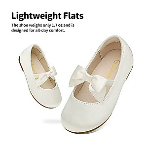 DREAM PAIRS Girls Mary Jane Front Bow Ballerina Flat Dress Shoes, Sophia-22-ivory - 11 Little Kid (Sophia-22)