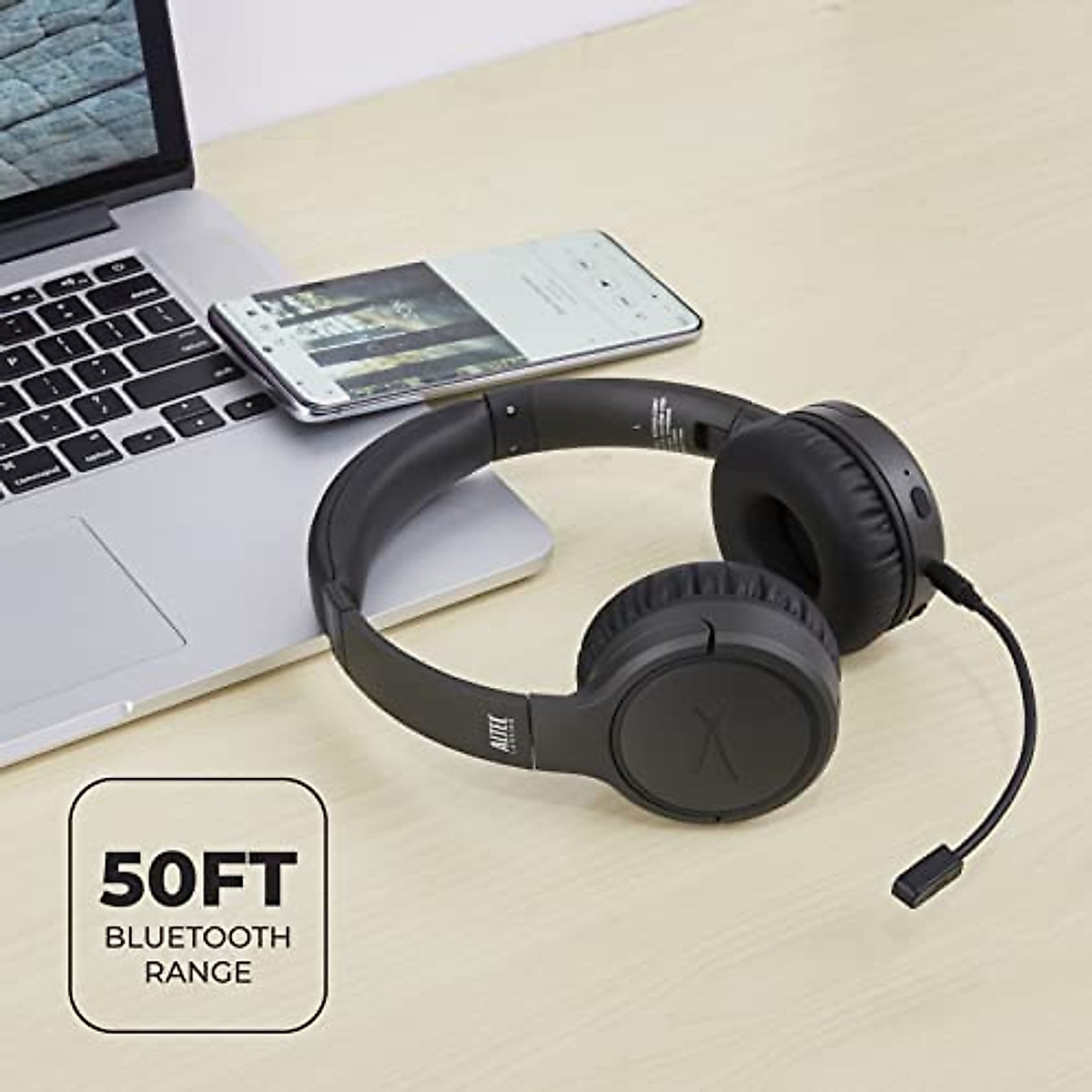 Altec Lansing Nanophones ANC Bluetooth Wireless Active Noise Cancelling Headphones On Ear Headphones 12 Hour Battery Life, Foldable Earcups, Removeable Mic for Working and Learning from Home (Grey)