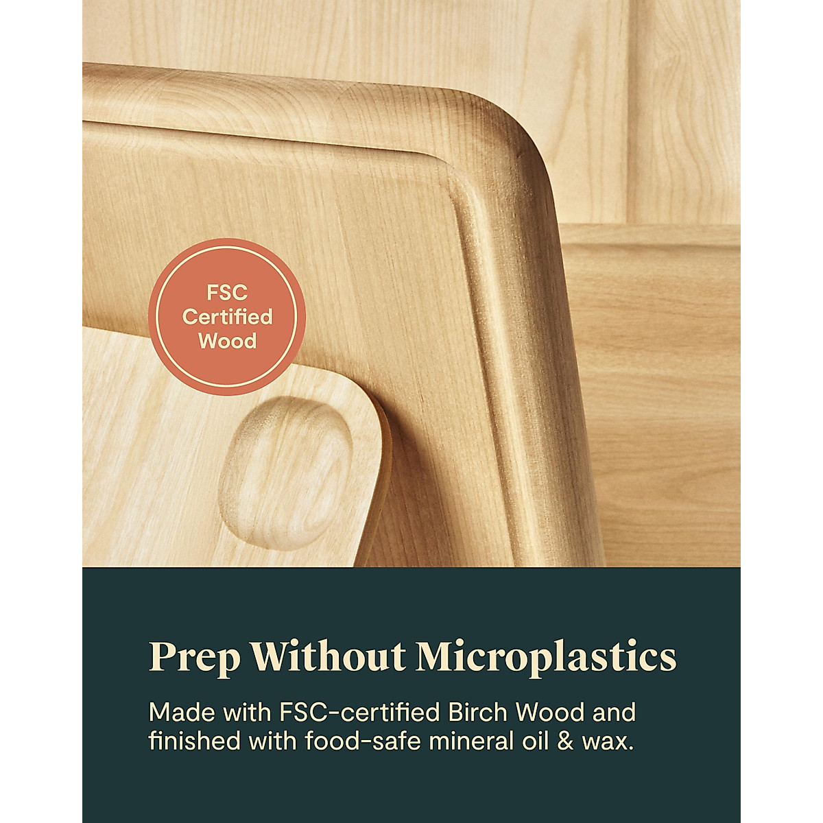 Caraway Cutting Board - Medium (14 x 10”) - Double Sided Wood Cutting Board - Made From FSC-Certified Birch Wood - Food-Safe Mineral Oil & Wax Finish