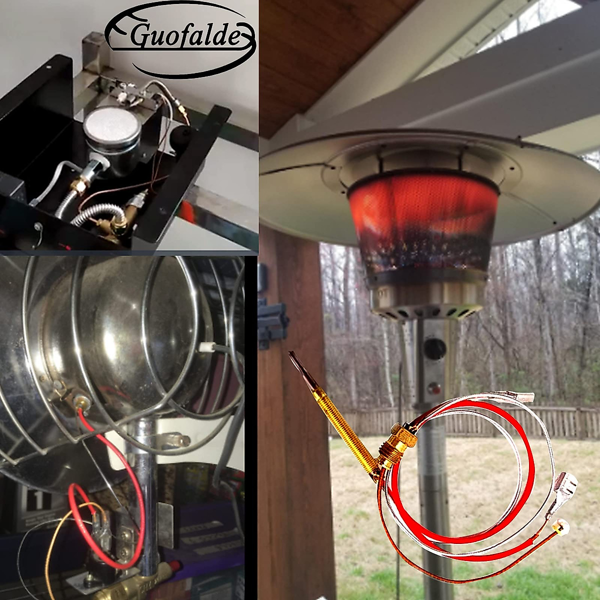 GUOFALDE Outdoor Patio Heater Thermocouple, M8 x 1 End Connection Nuts Thermocouple 410 mm Length M6 x 0.75 Head Thread