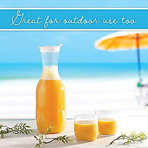 Plasticpro Clear Plastic Premium Water or Beverage Pitchers Heavy Duty Beverage Containers with Lids for Restaurants, Party's, or Schools 50 ounce Jugs Pack of 2