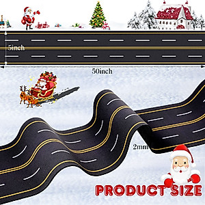 Marspark Christmas Village Accessories 5 x 50 Inch Christmas Miniature Road Village Street Mat Xmas Village Snow Street Decorations for Little Village Landscape (Road Style)