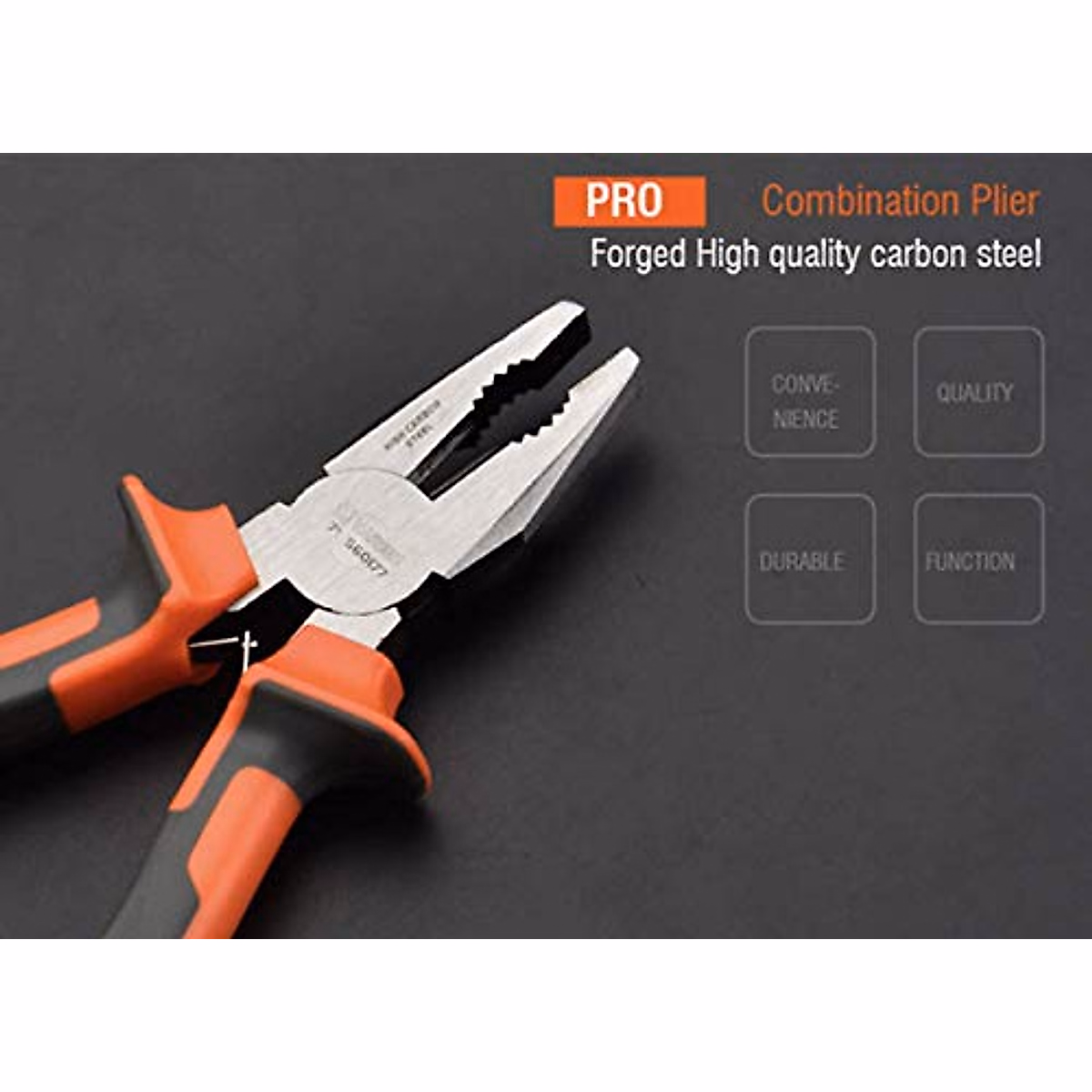 Edward Tools Combination Pliers 8” - Machined Extra Strength Gripping Jaws - Heavy Duty Side Cutting Pliers for wire and cables - Harden Fine Carbon Steel