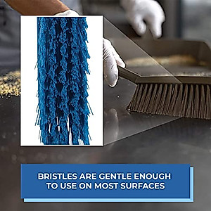 Vikan 45873 Bench Cleaning Brush, Polypropylene/Polyester Soft Bristle Dustpan Brush & Sweeper With Handle, 14-Inch, Blue