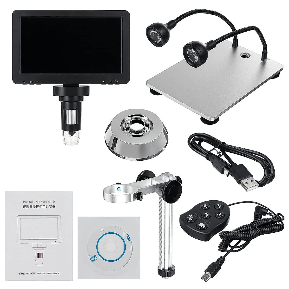 Wishiot 1-1200X G1200 Electronic Video Microscope 7inch HD LCD Display 12MP Magnifier PCB BGA SMT Soldering Digital Microscope US Version