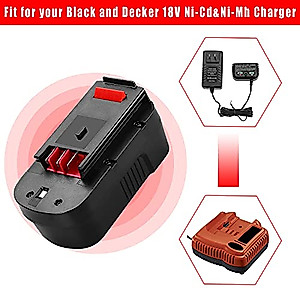 2 Packs 3.6Ah Ni-Mh 18 Volt HPB18 Battery and Charger Compatible with Black and Decker 18V Battery HPB18-OPE A1718 244760-00 Firestorm FSB18 FS18FL FS180BX FS18BX