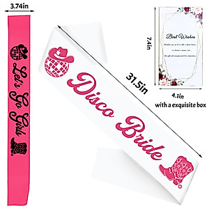 7 Pcs Disco Cowgirl Bachelorette Party Decorations - Disco Bride Sash I Let's Go Girls Sash I Last Hoe Down Sash I Booty Dancer Sash I Last Rodeo Sash I 100% Cowgirl Sash I Cowboy Catcher Sash (Pink)