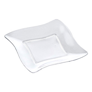 TABLECLOTHSFACTORY 120 Pcs - Clear 3" x 3" Stylish Mini Wave Disposable Plastic Dessert Plate
