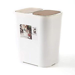 WXXGY Trash Can Double Recycling Waste Bin Twin Double Compartment Bin for Waste Separation for Waste Recycling for Kitchen Home/White