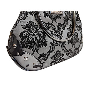 Rock Rebel Mistress Black on Black Victorian Damask Retro Kisslock Purse