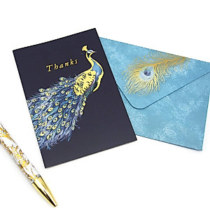 Punch Studio Boxed Thank You Card Set, Set of 10 Cards/Envelopes, Peacock Design, (45026)