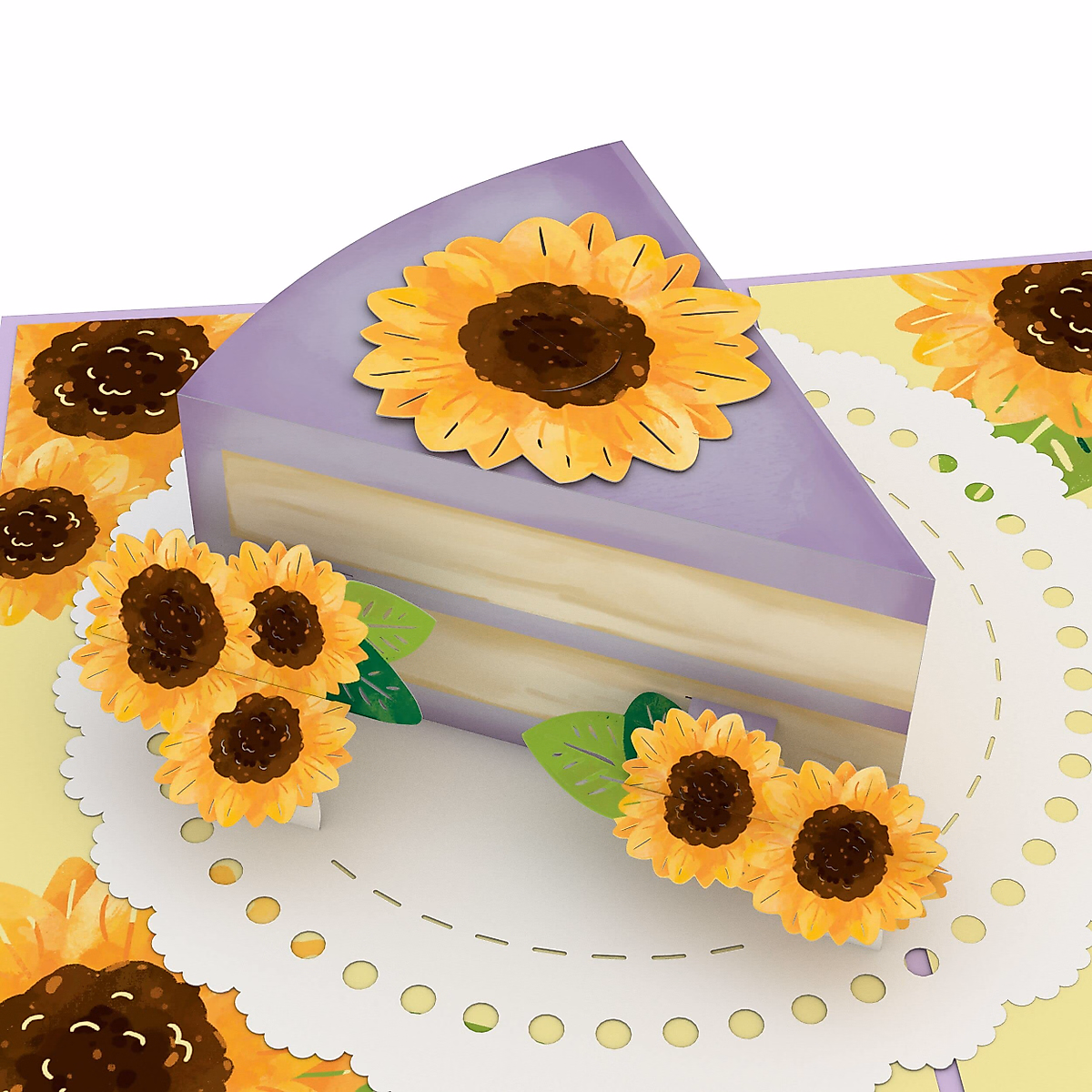 Lovepop Sunflower Birthday Cake Slice Pop Up Card – Sunflower Cards for Women – 3D Pop-Up Greeting Card, Birthday Card for Mom, 5 x 7”