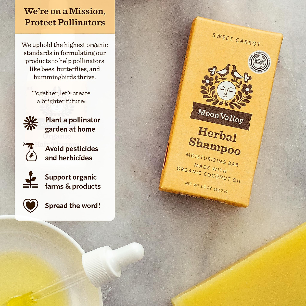 Moon Valley Organics HERBAL SHAMPOO BAR - SWEET CARROT (2PACK)