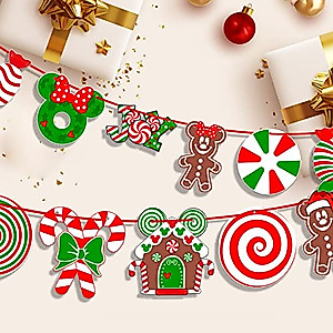 Christmas Tree Decorations,Christmas Lollipop Candy Cane Ornaments Paper Cards Hanging Mick-ey Mouse Gingerbread Christmas Decor for Peppermint Christmas Tree Decorations- Set of 26