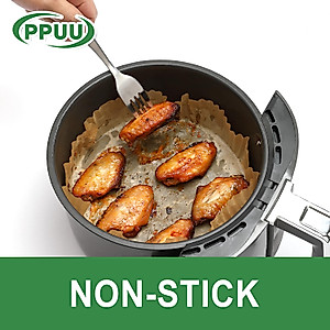 PPUU Air Fryer Liners Disposable, 125 Pcs Air Fryer Parchment Paper Compatible with Ninja AF101/AF150/AF161 Air Fryer Oil-Resistant, Resistant to 450°F, Clean in One Second, 8 inch