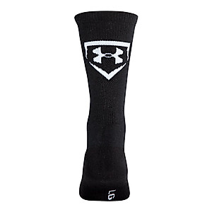 Under Armour Men's --Baseball Crew Socks (1 Pair), Black/White, Large