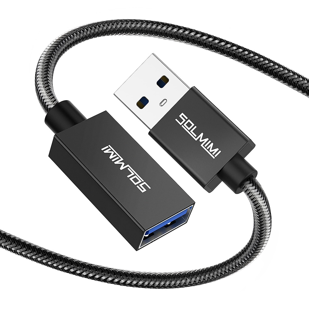 SOLMIMI USB Extension Cable, USB 3.0 A Male to USB A Female Cord, USB Extender Cable Compatible for PS4, PC, Laptop, TV, Headphone, Hard Drive, Keyboard, Mouse, Printer, Webcam (4FT/1.2M, Black)
