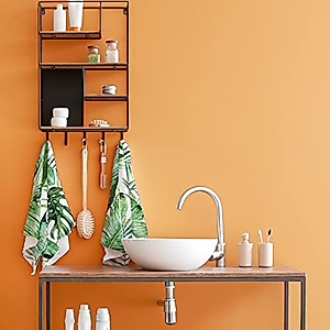 TOPCARPENTER Palm Leaf Tropical Hand Towels for Bathroom Palm Leaf Beach Towel Set of 2 Green Tropical Palm & Fern Leaves Bathroom Kitchen Decor Soft Quick Dry Super Absorbent 30 X 15 inch