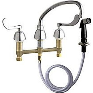 Chicago Faucet 200-AE35-317ABCP 1.5 GPM Outlet Deck Mount Sink Concealed Faucet with Side Spray, 8"