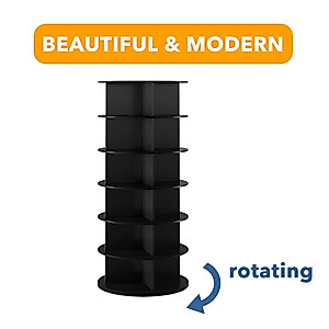SpaceAid Black 6-Tier Spinning Rotating Shoe Rack Organizer, Shoe Display Tower Lazy Susan, Revolving Shoes Rack StorageOrganization, 360 Vertical Bags Holder Rotate Organizer