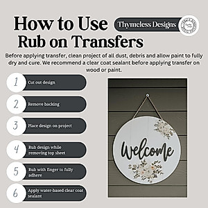Rub on Transfers for Crafts and Furniture | 3 Design Sheets 6”x 12” | Home Decor Transfers | Furniture and Craft Decals | by Thymeless Designs (French Market Peonies)